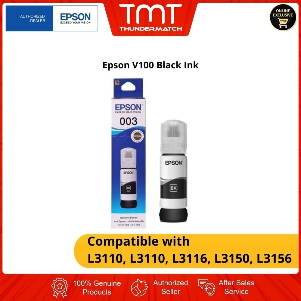 Epson V100 Black Ink | 65ml | L3110 , L3150 , L3156