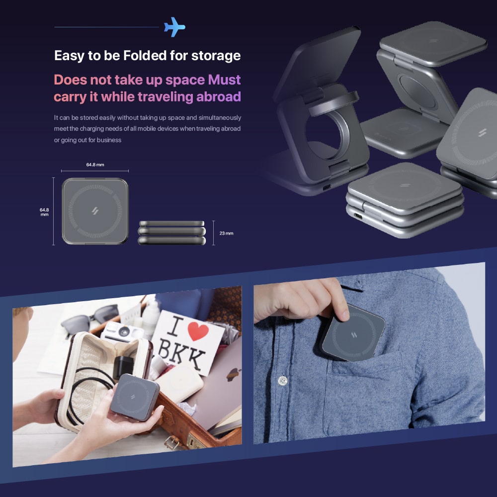 ADAM Elements Mag 3 Magnetic 3in1 Foldable Travel Charging Station ...