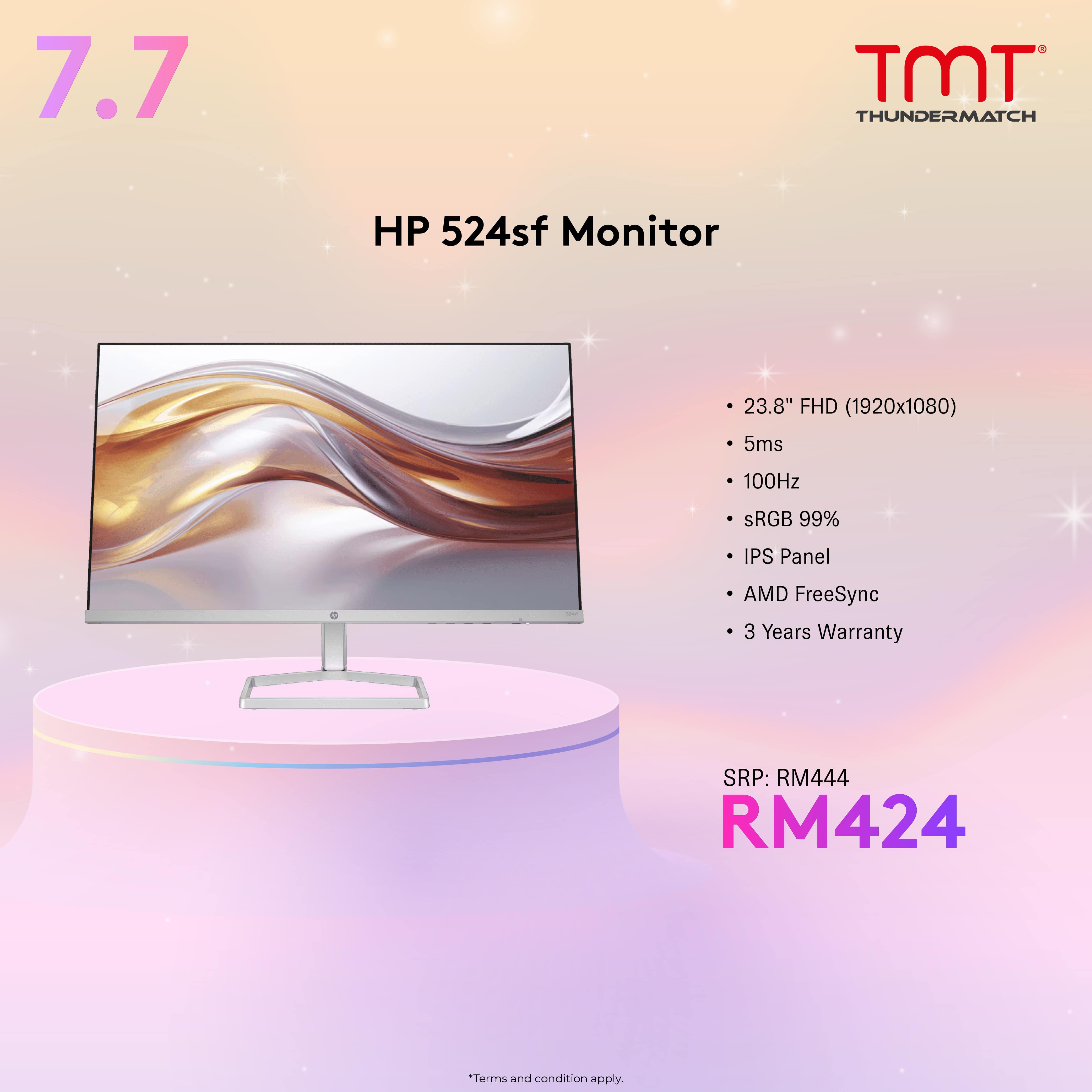 HP 524sf Monitor | 23.8" | 5ms | 100Hz | (1920x1080) FHD | IPS Panel ...